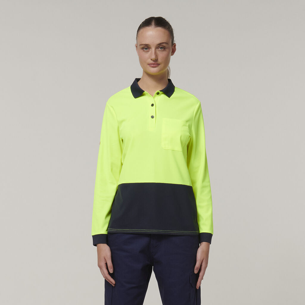 Hard Yakka Women's Long Sleeve Hi Vis Polo (Y08603) – allworkwear