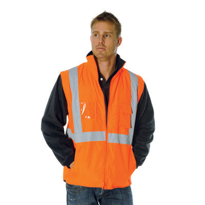 DNC HiVis Cross Back D/N "4 in 1" Zip Off Sleeve Reversible Vest (3994 ...