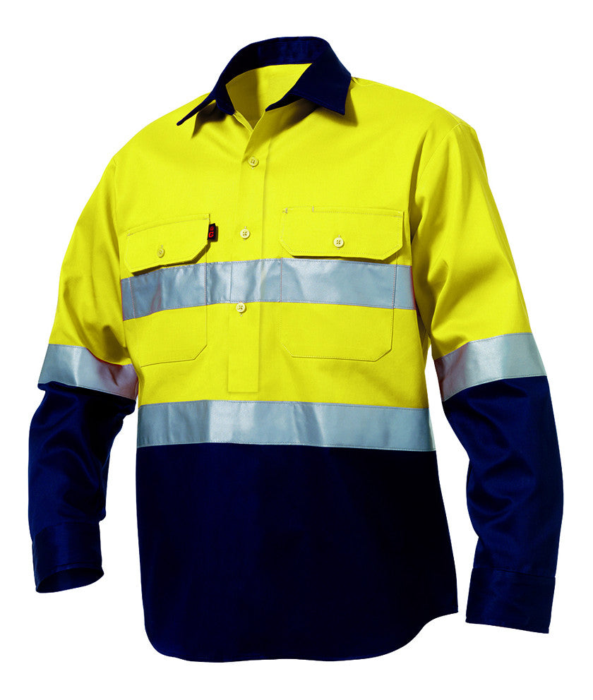 King Gee Reflective Closed Front Spliced Drill Shirt L/S (K54325 ...